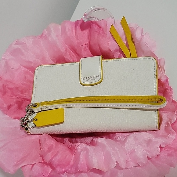 Coach | Bags | Coach Black And Yellow Wristlets | Poshmark